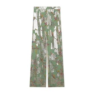 Valentino Garavani Bedruckte Seidenmischung mit weitem Bein - - Trousers - Damen - Gr&uuml;n - S