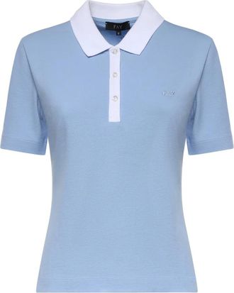 Fay Femme, Tops, Bleu, Taille: 38 FR Chemise Polo Boutonn&eacute;e &agrave; Col