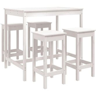 vidaXL 5-tlg. Gartenbar-Set Wei&szlig; Massivholz Kiefer Vidaxl