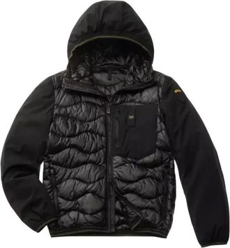 Blauer Homme, Vestes, Noir, Taille: XL Monochrome Puffer Jacket