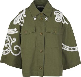 Max Mara Femme, Blouses et Chemises, Vert, Taille: 42 FR Giacca ricami