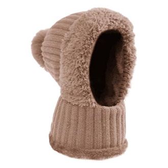 Generic Bonnet en tricot - Automne avec cache-cou, doublure en polaire mignon | Chapeau dhiver &agrave; rabat doreille pour femme, 30 x 35 cm, thermique et chaud pou