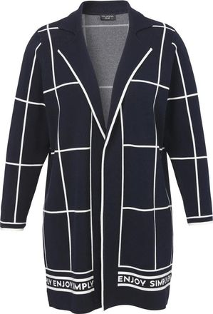 Via Appia Due Jacke Revers 1/1 Arm Jacquard - - Knitwear - Damen - Blau - 3XL