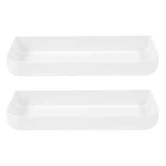 Happyyami TOVINANNA 2 S&auml;tze Wandh&auml;ngendes Aufbewahrungsregal Wei&szlig; Niedrig PP Material Nagelfrei Bad K&uuml;che Multifunktional Sicherer Schutzrand Badezimmer Lagerre