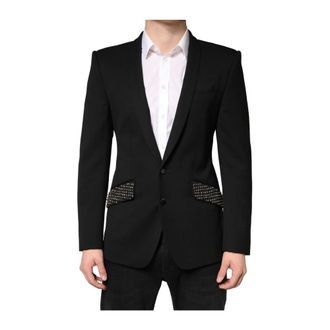 Dolce & Gabbana Homme, Vestes, Noir, Taille: M Blazer Crois&eacute; Orn&eacute;