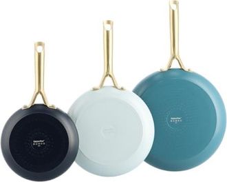 GreenPan Shades 3-teiliges Keramik-Antihaft-Pfannenset, Ø 20/24/28 cm, PFAS-frei, Induktionsgeeignet, Goldener Edelstahlgriff, Spülmaschinenfest, Ofenfest, Coa