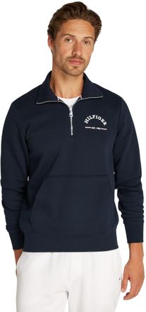 Tommy Hilfiger Herren Sweatshirt mit Reißverschluss Collar Zip ohne Kapuze, Blau (Desert Sky), XS