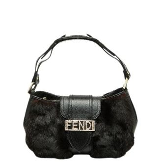 Fendi Pre-owned Mamma Baguette Fur Leather Schultertasche - - Pre-owned - Damen - Schwarzk - ONE SIZE