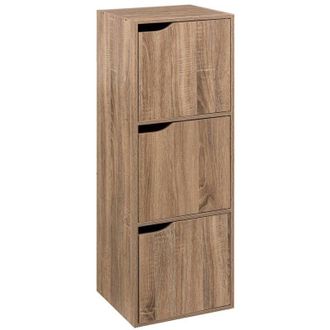 5five Simply Smart 5five Simply Smart - tag&egrave;re five avec 3 bo&icirc;tes et 3 portes en bois naturel, dimensions 34,4x32x100,5 cm, couleur beige