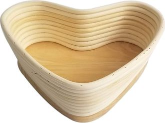 Yardwe Gärkörbchen Gärkorb Herz Form Rattan Peddigrohr Brotschale Brotform für Brotteig Bäcker Brotbacken Bäckermesser Khaki Größe