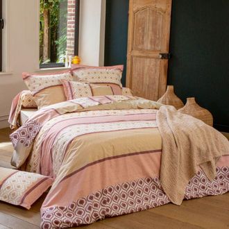 Linnea Linnea - Parure de lit 100% coton inouk rose/beige Taie 65x65 cm 140x200 cm