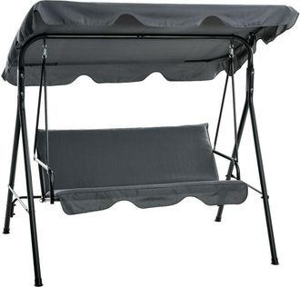 OUTSUNNY Balancelle de jardin 3 places toit r&eacute;glable acier polyester gris