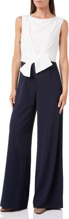 Vera Mont Damen Jumpsuit mit weitem Bein Dunkelblau/Wei&szlig;,40