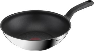T-fal G7261944 Comfort Max Edelstahl Antihaft-Wok, 28 cm - Silber