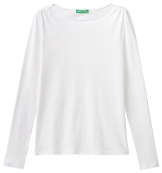 Benetton Damen T-Shirt M/L 3ga2d1082 Pullover, Weiß, XX-Small