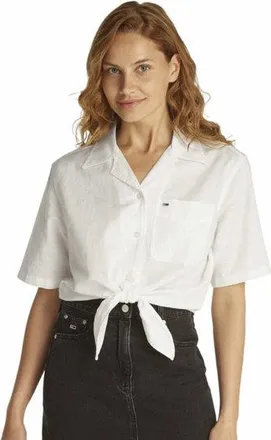Tommy Jeans Cropped Linen W - kurzarm Hemd - Damen