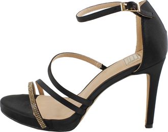 E. Ferri Sandalia de Tac&oacute;n Con Detalles En Damen-Sandalen mit Absatz und Strass-Details, Schwarz, 39 EU