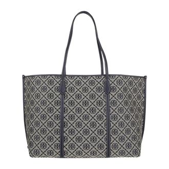 Tory Burch Perry T Monogram Tote - - Bags - Damen - Blau - ONE SIZE