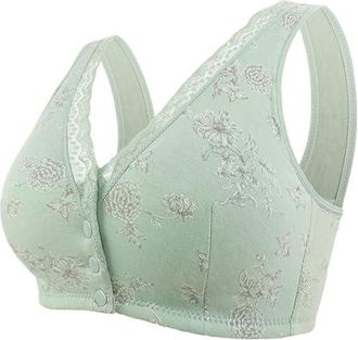Generic Bustier & bonnet fin Boucle avant Moyenne et A&icirc;n&eacute;e Coton Doux Impression Pas danneau en acier Gilet Soutien-gorge surdimensionn&eacute;, vert, B
