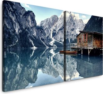 Paul Sinus Art GmbH Dolomiten Bergwelt in den Alpen 120x60cm - 2 Wandbilder je 60x60cm Kunstdruck modern Wandbilder XXL Wanddekoration Design Wand Bild