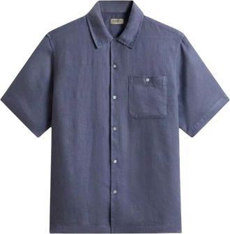 Woolrich Homme, Chemises, Bleu, Taille: XL Chemise &agrave; manches courtes teinte en pi&egrave;ce