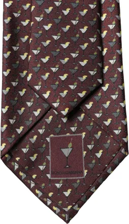 Dolce & Gabbana Burgundy Geometric Silk Adjustable Men Tied Necktie Tie