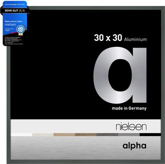 Nielsen Design Bilderrahmen, 30 x 30 cm, Aluminium, Platin glanz, Rahmen zum Aufhängen im Hoch- & Querformat, Echtglas, Alpha