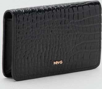 Mango Petit portefeuille effet croco brillant noir - Femme - Taille unique - MANGO