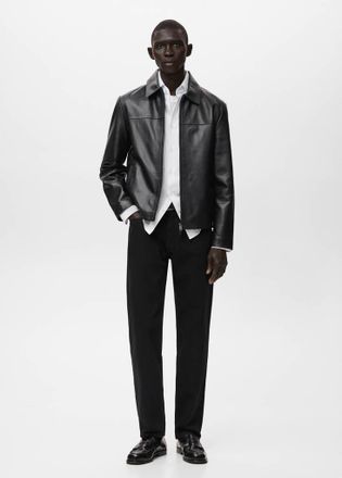 Mango Blouson 100 % cuir poches noir - Homme - XL - MANGO MAN