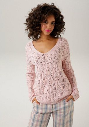 Aniston Strickpullover mit trendigem Ajour-Muster