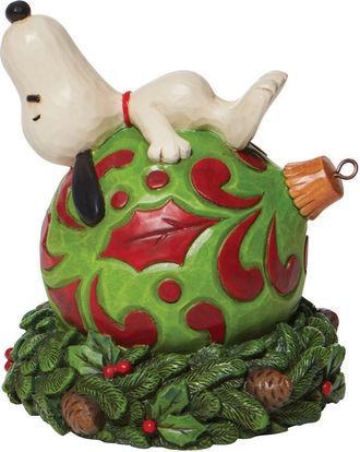 Enesco Peanuts by Jim Shore Snoopy Laying on a Christmas Ornament Figur, 13 cm, mehrfarbig