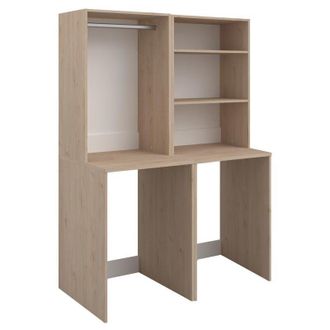 Vente-Unique Vente-Unique - Meuble pour 2 machines &agrave; laver avec penderie et 2 &eacute;tag&egrave;res - Naturel clair - H184 x L128 x P65 cm - &Eacute;co-responsable, fabriqu&eacute; en France