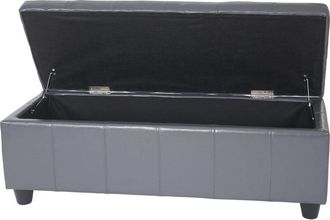 Hhg Aufbewahrungs-Truhe Sitzbank Arezzo, Leder + Kunstleder, 112x45x45cm MVG-zertifiziert grau