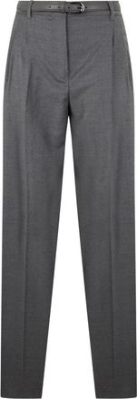 Max Mara Pantalon droit en flanelle de laine - Femme - Pantalons - Gris - Taille: 40 FR