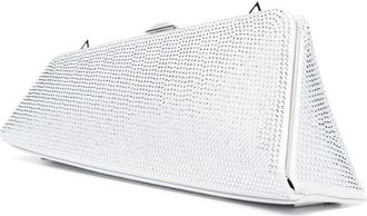 The Attico Long Night Calfskin Leather Clutch - Silver