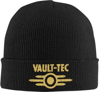 Generic Casquette Homme, Symbole Vault-Tec avec Le Texte Hommes, Femmes Unisex Chapeau tricot&eacute; Tuque Pull Bonnet Hiver Chaleureux Chaleureux Hiver No&euml;l V&eacute;lo e