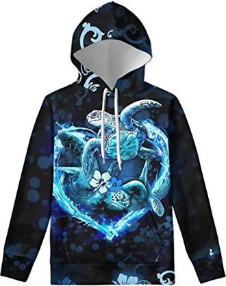 Coloranimal Sweat &agrave; capuche &agrave; manches longues avec cordon de serrage pour femme - Tailles XS-4XL, Fleurs de tortue de mer., S
