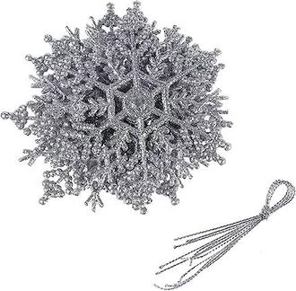 Vosarea 6pi&egrave;ces Lot de D&eacute;corations De No&euml;l Forme De Flocon De Argent pour Sapin Et D&eacute;coration De F&ecirc;te De No&euml;l