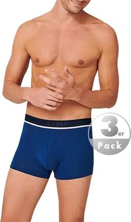 Schiesser Herren Trunks blau Baumwolle unifarben