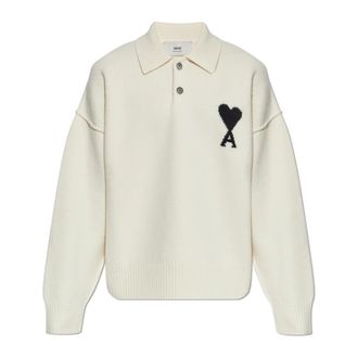 Ami Woll-Langarm-Polo - - Knitwear - unisex - Beige - XS