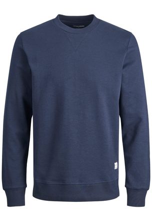Jack & Jones Herren Basic Sweater | Langarm Sweatshirt Rundhals Pullover | Einfarbiger Jumper JJEBASIC, Farben:Blau, Gr&ouml;&szlig;e Pullover:L