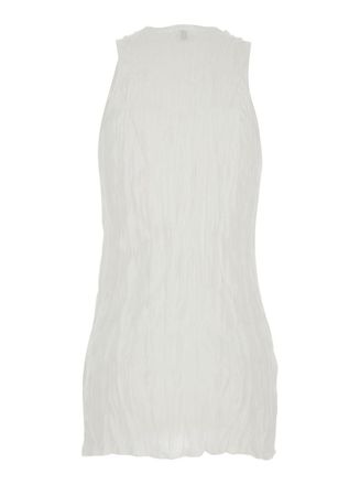 Toteme Womens Tank Top Crinkled Knit White Cotton
