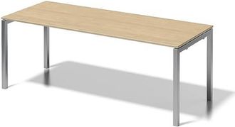 Bisley Cito Schreibtisch, 740 mm h&ouml;henfixes U-Gestell, Metall, Mp355 Dekor Ahorn, Gestell Silber, 80 x 200 x 85 cm