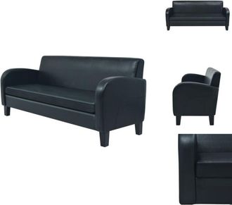 vidaXL Vidaxl - 3-Sitzer-Sofa Kunstleder Schwarz - 3-Sitzer Sofa - Leder Sofa - Schwarzes Sofa - Wohnzimmersofa - Couch