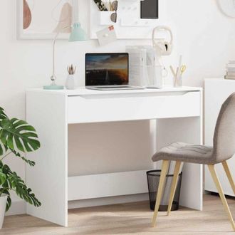 vidaXL vidaXL Bureau avec tiroir Blanc 100 x 50 x 78 cm Bois ding&eacute;nierie