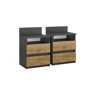 Vicco Table de chevet Monty, Anthracite, 39.6 x 59.1 cm Lot de 2