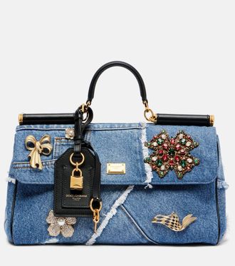 Dolce & Gabbana Verzierte Tote Bag Sicily Medium aus Denim
