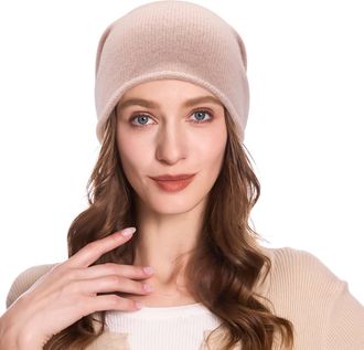 ZLYC Damen Winter Kaschmir Strickm&uuml;tze Slouchy Wolle Beanie(Einfarbig Rosa),Einheitsgr&ouml;&szlig;e