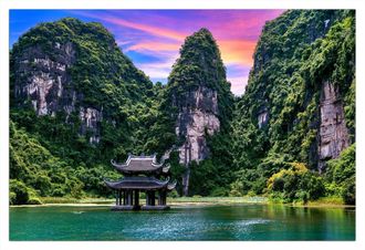 Wallario selbstklebendes Poster - Pavillon zwischen Felsen, Aufkleber in Premiumqualit&auml;t, Klebefolie Gr&ouml;&szlig;e: 61 x 91,5 cm (Maxiposter)