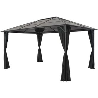 vidaXL Vidaxl - Tonnelle avec rideau Aluminium 4x3x2,6 m Noir